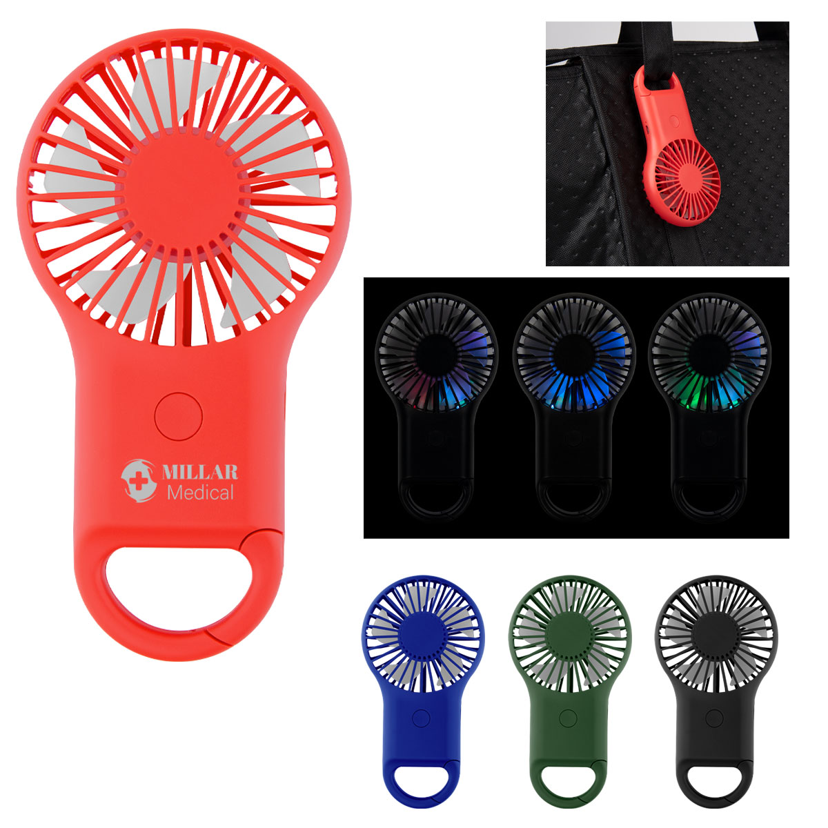 #287 Rechargeable Handheld Fan With Carabiner - Hit Promotional Products