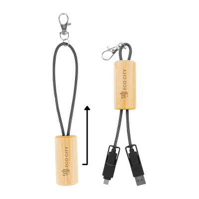 #25321 Bamboo Slider Multi-Charging Cables - Hit Promotional Products