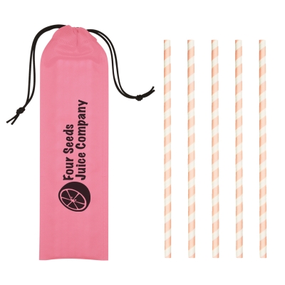 #5225 - 5 Pack Paper Straw In Pouch - Hit Promotional Products
