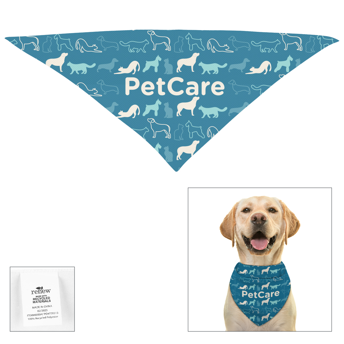 #80034 Full Color Large Triangle rPET Pet Bandana - Hit Promotional ...