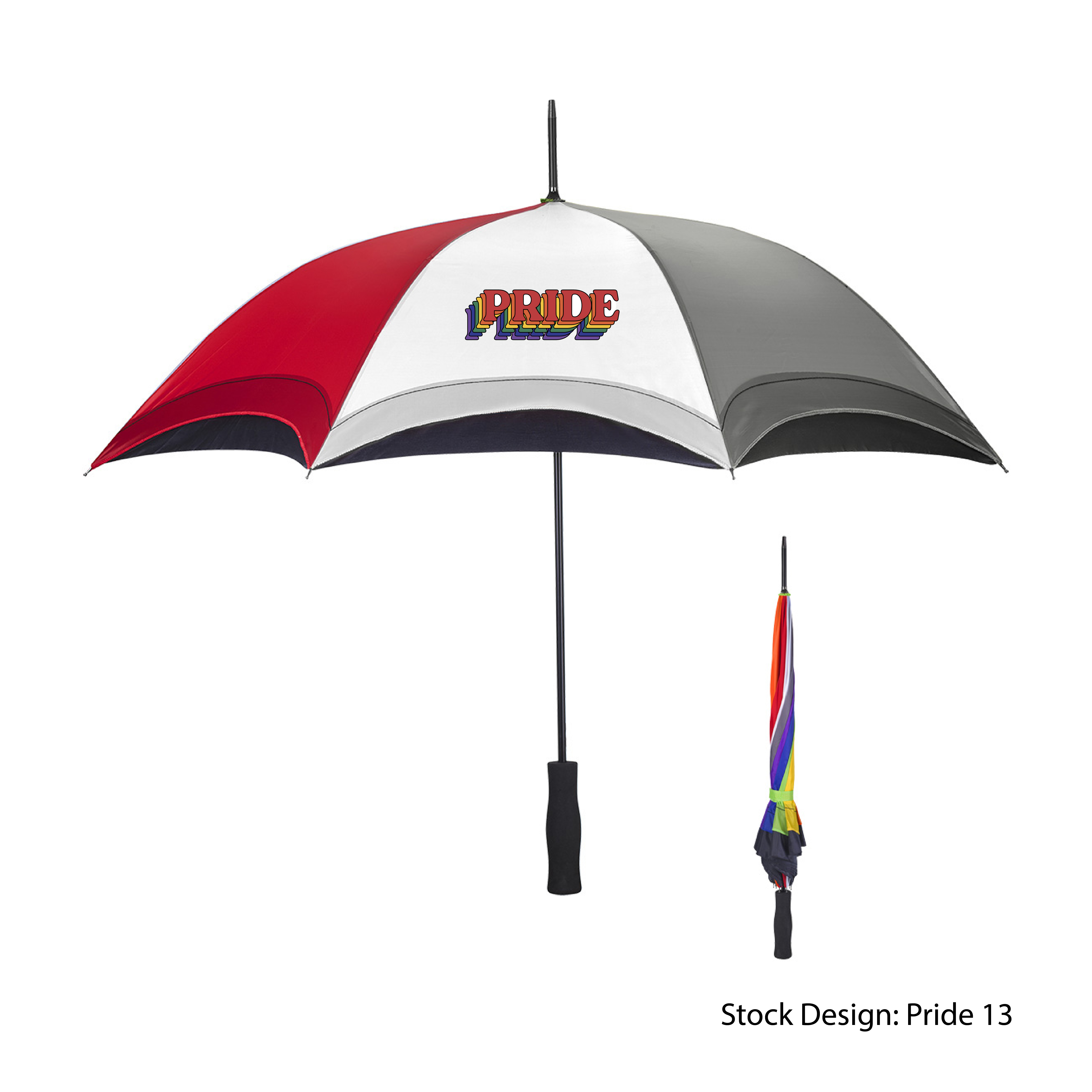 #4151-PRI - Pride 46" Arc Rainbow Umbrella - Hit Promotional Products