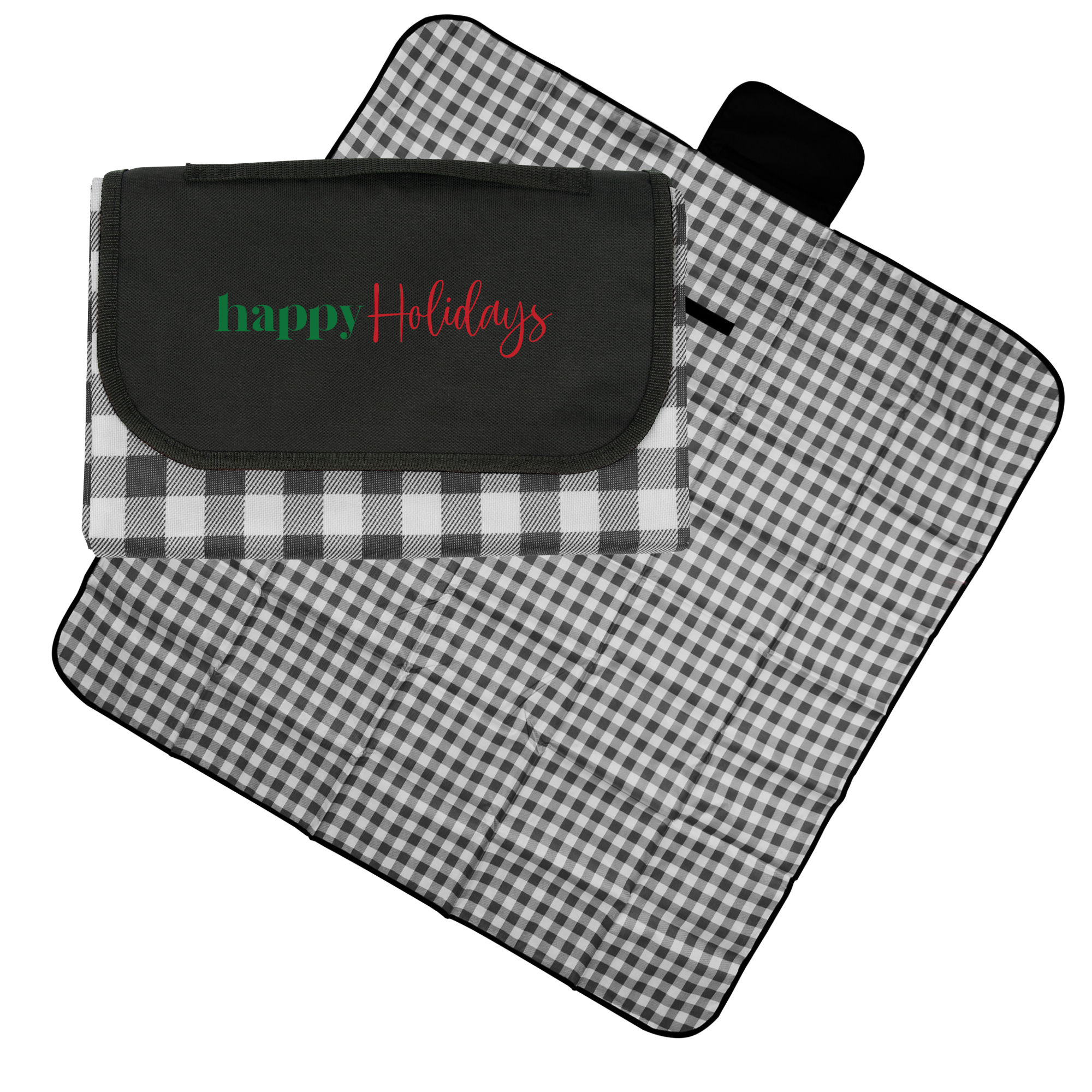 #8034-HOL - Happy Holidays Gingham Roll-Up Picnic Blanket - Hit ...